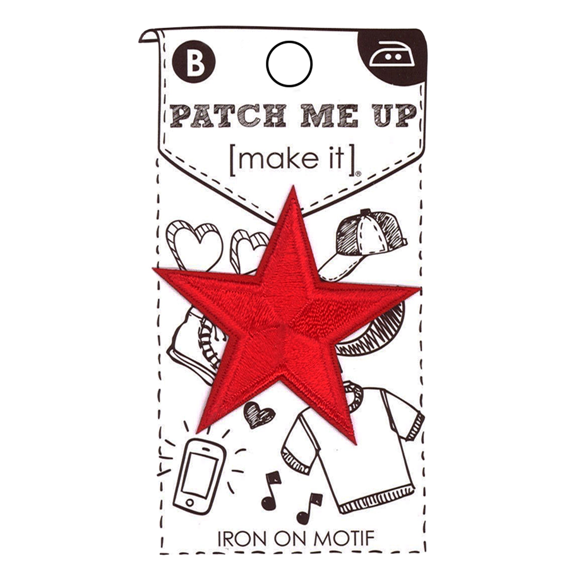 MOTIF IRON-ON STAR RED 3PK » Birch Wholesale