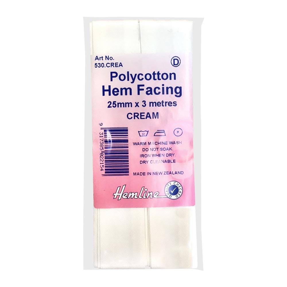 HEMLINE HANGSELL BIAS HEM FACING 25MM X 3M CREAM » Birch Wholesale
